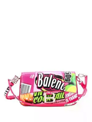 Balenciaga Hourglass Sling Convertible Printed Leather Small Shoulder Bag - Pink