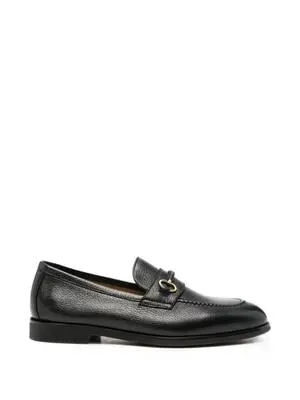 HENDERSON BARACCO Horsebit Grained-leather Loafers - Black