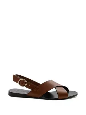LA PORTEGNA Emilia Crossover-strap Sandals - Brown