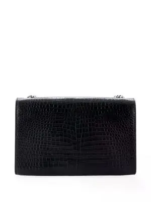 Saint Laurent Classic Monogram Tassel Crocodile Embossed Leather Medium Crossbody Bag - Black