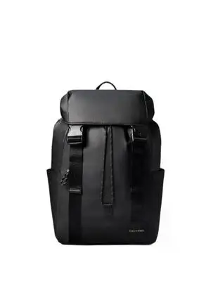 Calvin Klein Emblem Logo-patch Buckle-fastening Backpack - Black
