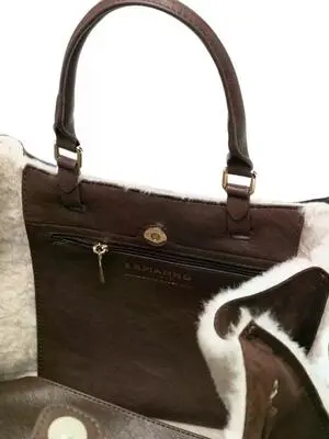 ERMANNO FIRENZE Large Shearling-trim Embroidered Tote Bag