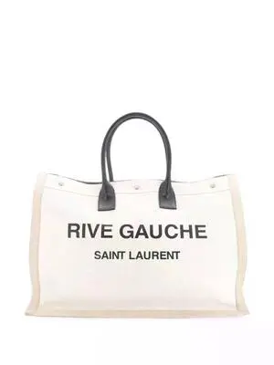 Saint Laurent Rive Gauche Shopper Canvas Large Tote Bag - Neutrals