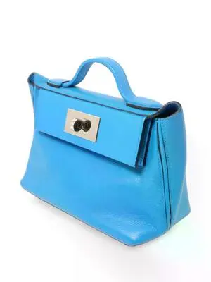 Hermès 2021 Mini 24/24 Leather Tote Bag Blue