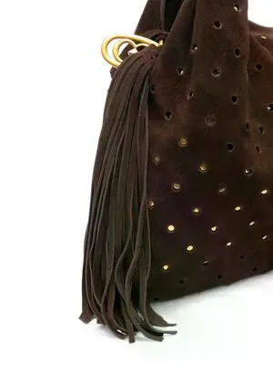LA CARRIE Metropolis Stud-embellished Perforated Shoulder Bag