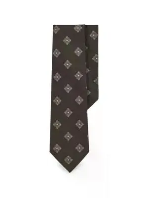 Boggi Milano Tie Jacquard Macro Medallion-pattern In Silk - Brown