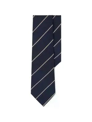 Boggi Milano Tie Jacquard Striped Motif In Silk - Blue