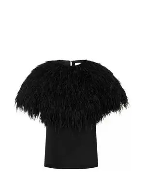 Loulou De Saison Iona Feather-trim Blouse - Black
