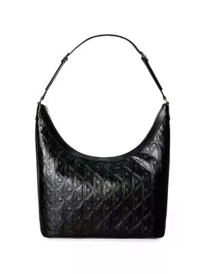 Calvin Klein Monogram-embossed Hobo Shoulder Bag - Black