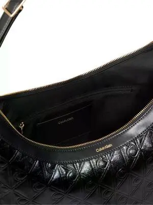 Calvin Klein Monogram-embossed Hobo Shoulder Bag