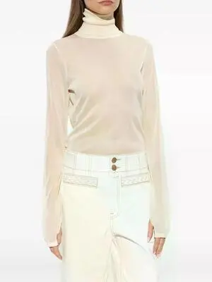 Zimmermann Sheer Roll-neck Top - Neutrals