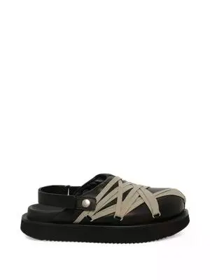 Rick Owens Megalace Padded Leather Mules - Black