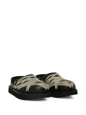 Rick Owens Megalace Padded Leather Mules - Black
