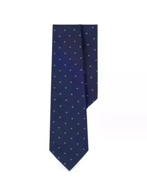 Boggi Milano Tie Jacquard Polka Dot Silk - Blue