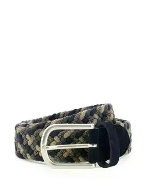 Boggi Milano Woven Stretch Wool Blend Belt - Blue
