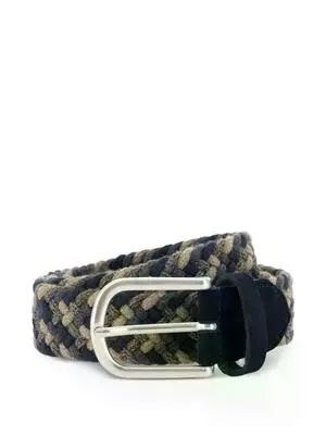 Boggi Milano Woven Stretch Wool Blend Belt - Blue