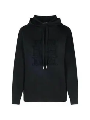 Max Mara Logo-embroidered Cashmere Hoodie - Black