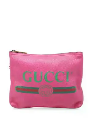 Gucci Logo-print Leather Clutch Bag - Pink