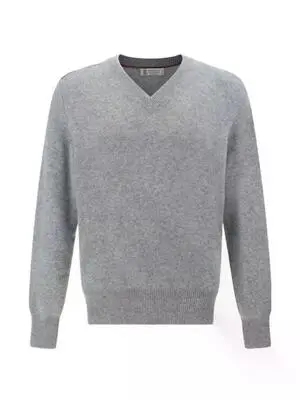 Brunello Cucinelli V-neck Cashmere Sweater - Grey