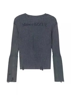 Izzue Distressed Ribbed-knit Cardigan