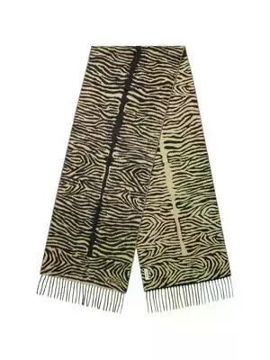 Fendi Zebra-print Fringed Scarf - Neutrals