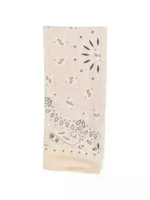 MC2 SAINT BARTH Foulard Maxi Bandana-print Frayed Scarf - Neutrals