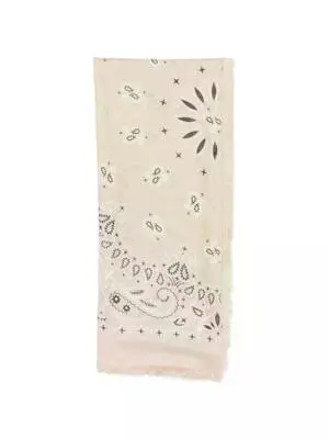 MC2 SAINT BARTH Foulard Maxi Bandana-print Frayed Scarf - Neutrals