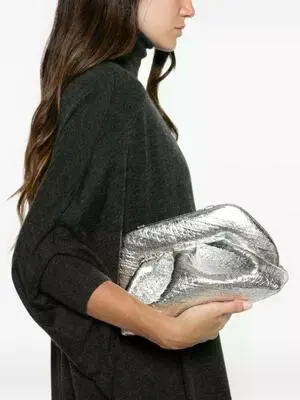 THEMOIRE Metallic-effect Gathered Clutch Bag