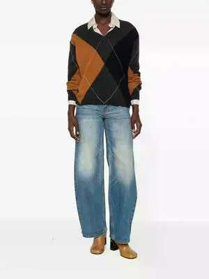 JCSOPHIE Philippa Argyle-pattern V-neck Sweater