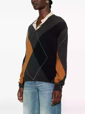 JCSOPHIE Philippa Argyle-pattern V-neck Sweater