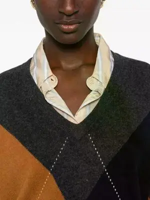 JCSOPHIE Philippa Argyle-pattern V-neck Sweater