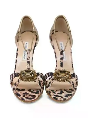Manolo Blahnik Drina Leopard Crystal-embellished Sandals