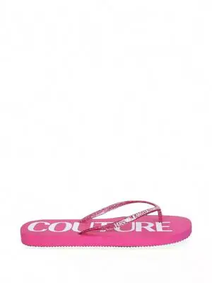 Versace Glitter-detail Logo-print Flip-flops - Pink