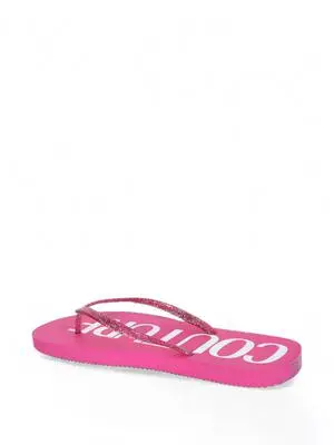 Versace Glitter-detail Logo-print Flip-flops