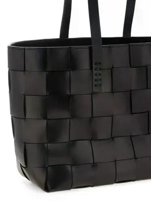 Dragon Diffusion Japan Checkerboard Woven Leather Tote Bag - Black