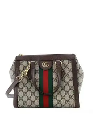 Gucci Ophidia Top Handle Gg Coated Canvas Small Tote Bag - Brown