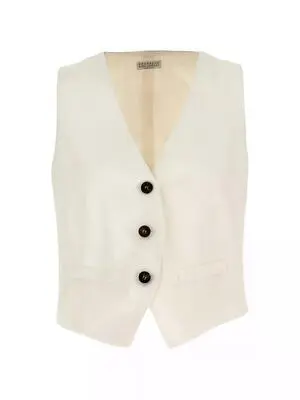 Brunello Cucinelli Tailored V-neck Gilet - Neutrals