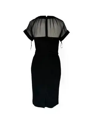 Oscar De La Renta 2010-2020s Belted Sheer-panel Midi Dress