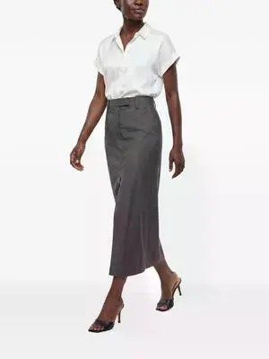 Brunello Cucinelli Midi High-waisted Front-slit Skirt