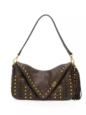 LA CARRIE Eclipse Stud-embellished Whipstitch Shoulder Bag - Brown