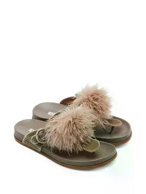 AQUAZZURA Pom Pom Velvet Sandals