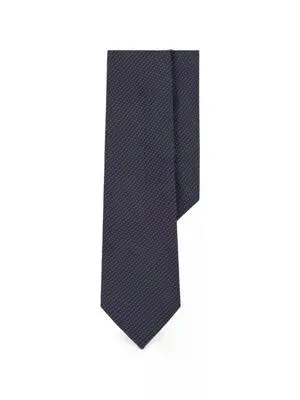 Boggi Milano Tie Jacquard Micro-polka-dot Pattern Silk - Blue