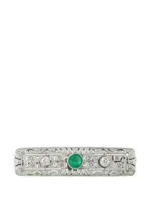 LB EXCLUSIVE Emerald And Diamond Bar Brooch