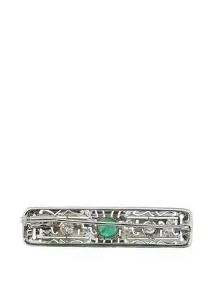 LB EXCLUSIVE Emerald And Diamond Bar Brooch