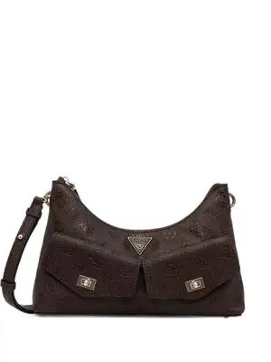 Guess Blake Logo-embossed Pocket-detail Shoulder Bag - Brown