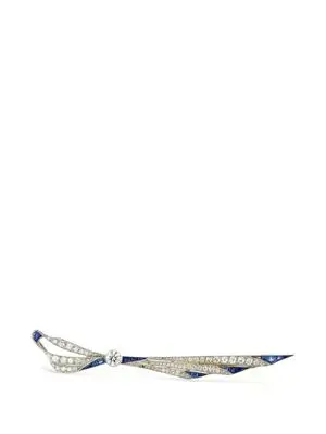 LB EXCLUSIVE Diamond And Sapphire Ribbon Brooch - Gold
