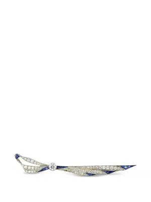 LB EXCLUSIVE Diamond And Sapphire Ribbon Brooch - Gold