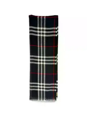 Burberry Checked Fringed Scarf - Black