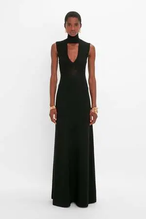 Victoria Beckham Cut Out Front Floor-length Dress - Black