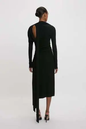 Victoria Beckham Slash-neck Ruched Midi Dress